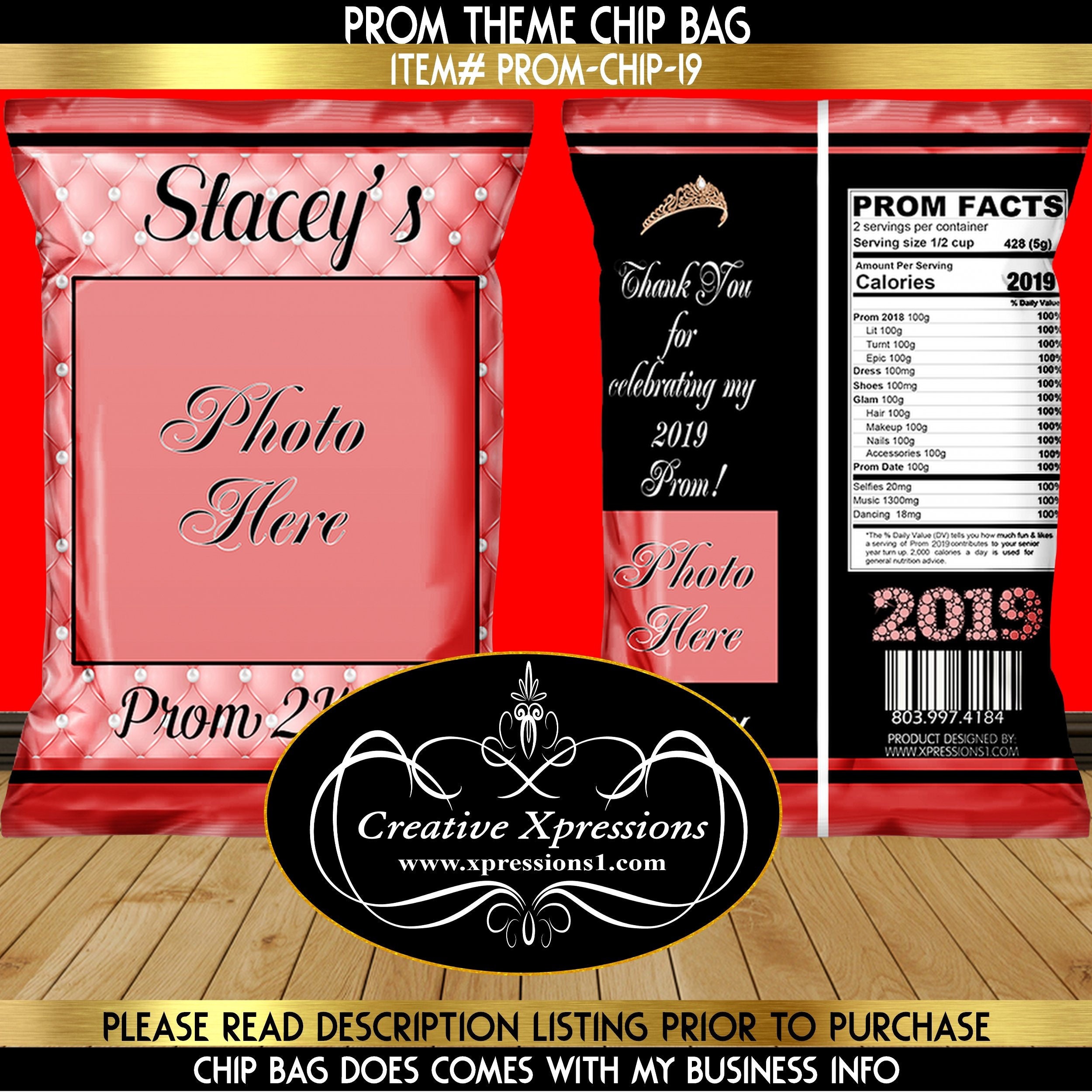 Rose Gold and Black Prom Theme Chip Bag | Prom Party Favor | Black and ...