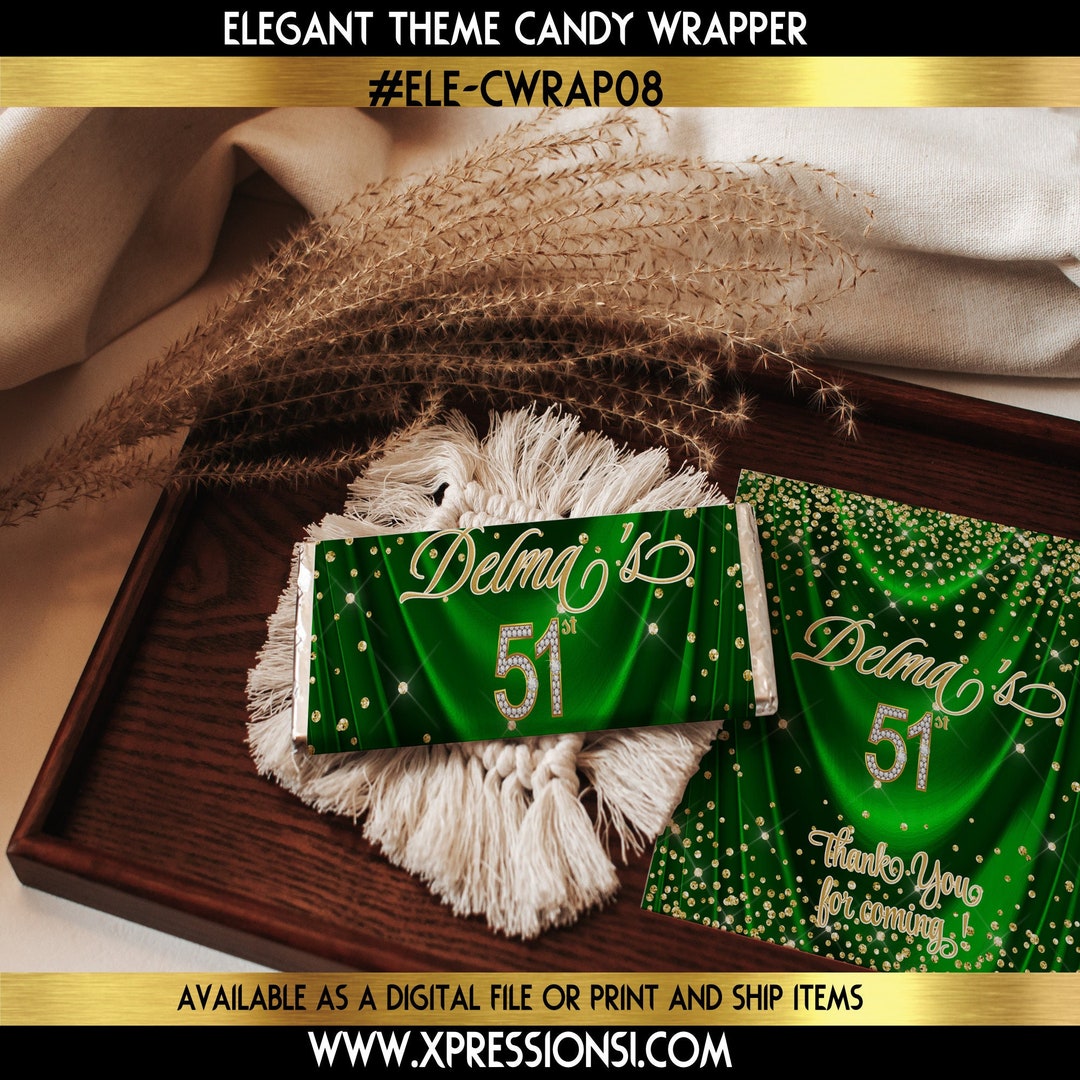 Emerald Green Birthday Candy Wrapper , Birthday Candy Wrapper, Party ...