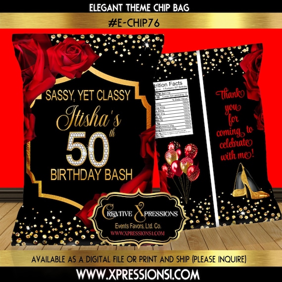 Black Red and Red Roses Chip Bag Elegant Theme Wrapper | Etsy