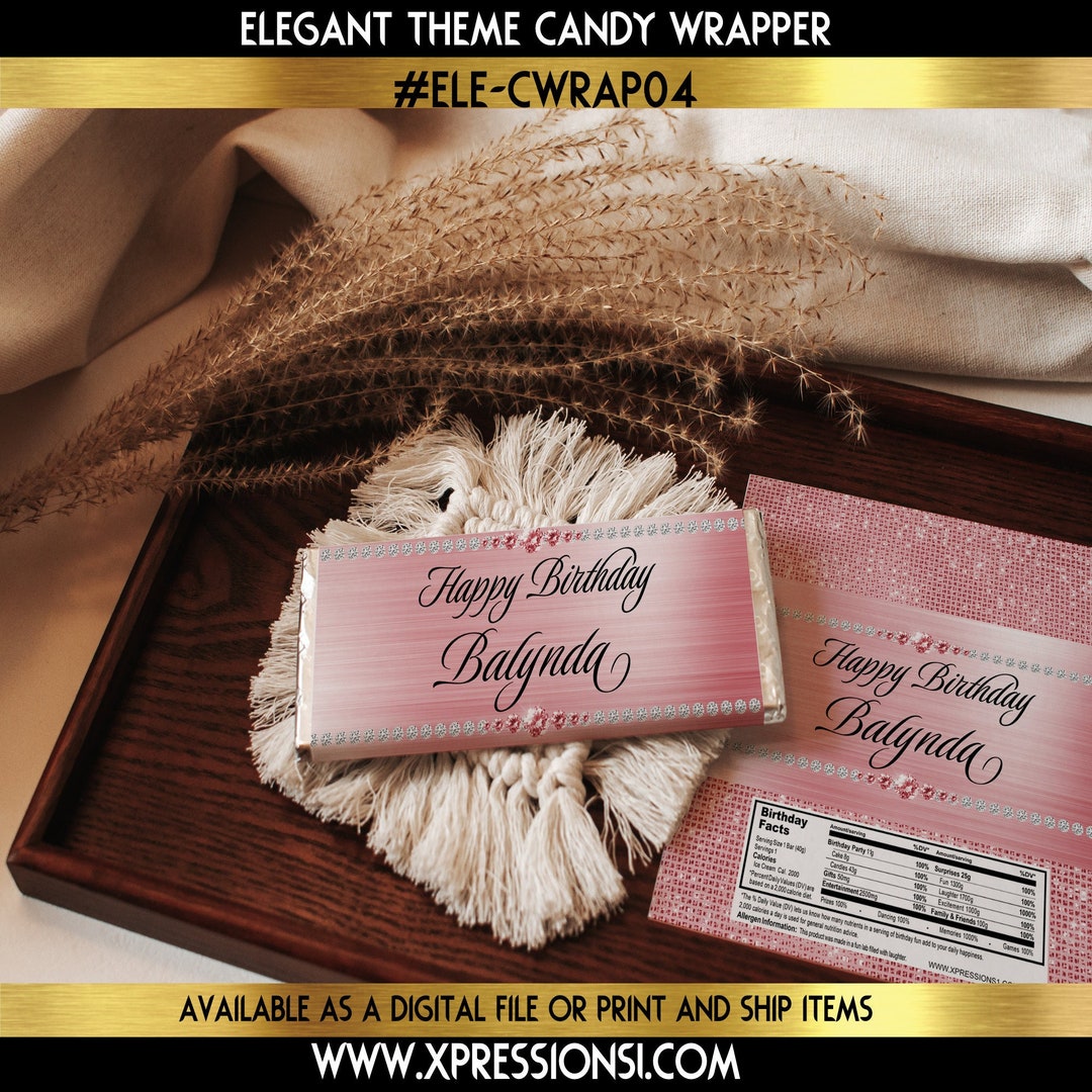 Rose Gold Bling Candy Wrapper, Diamonds Candy Wrapper, Birthday Theme ...