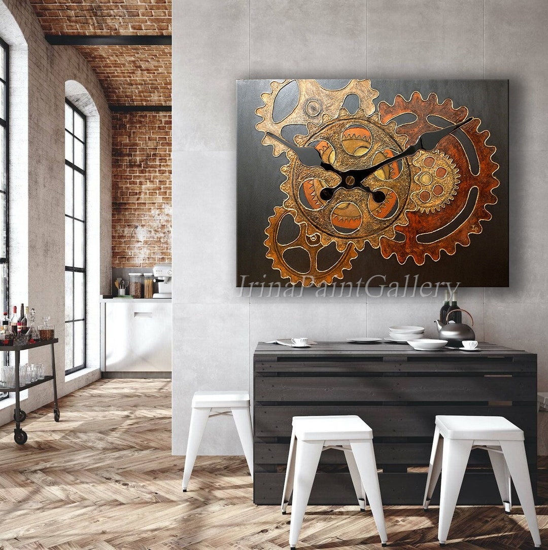Original Clock Painting Extra Large Textured Minimalist Oversized ...