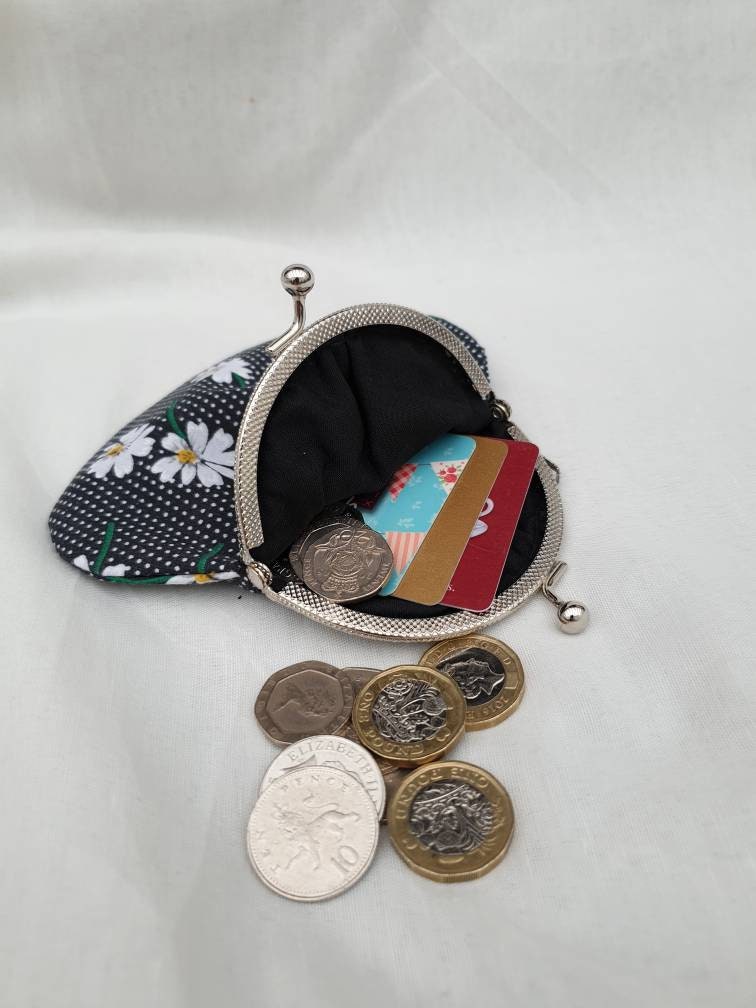 Black Coin Purse/kiss Clasp Coin Purse/medium Coin Purse/money | Etsy