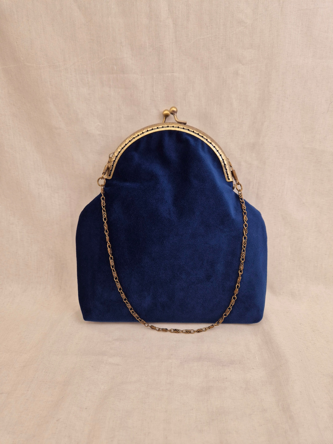 Navy Blue Kiss Clasp Bag/blue Kiss Lock Clutch Bag/wedding Bag ...
