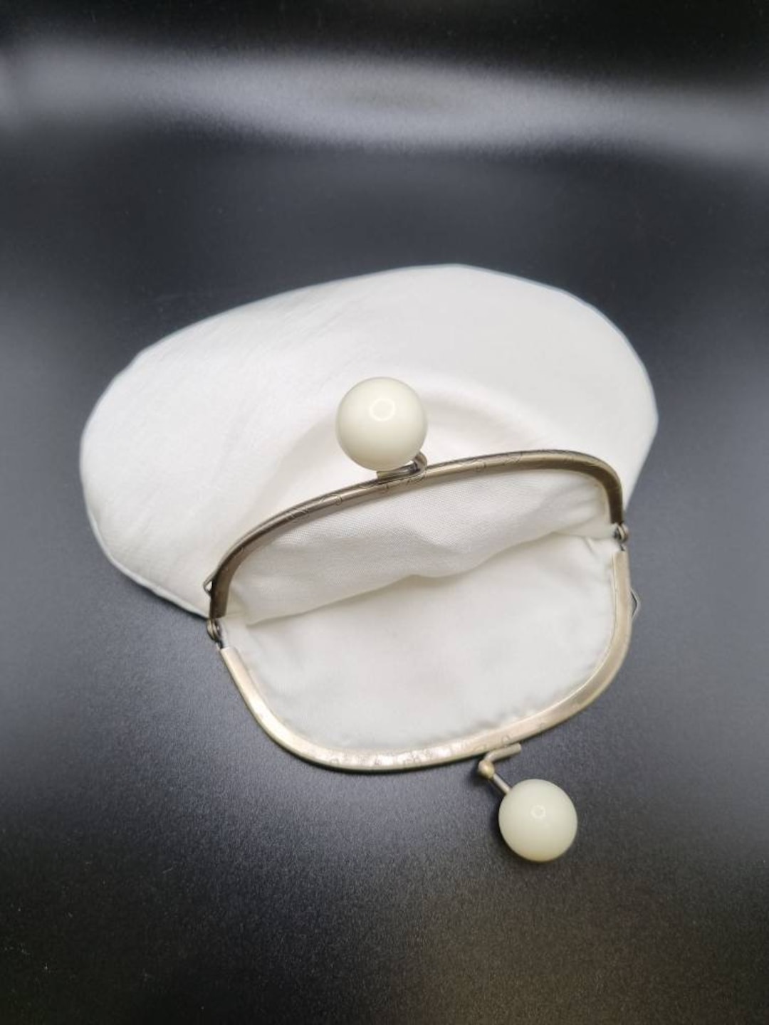 Ivory Kiss Clasp Bag: Upcycled Taffeta Wedding Clutch - Etsy