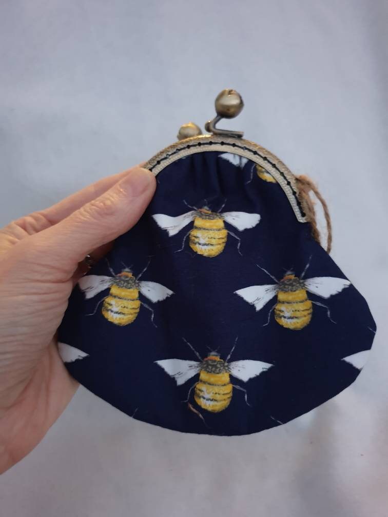 Navy Blue Bumble Bee Coin Purse/Kiss Clasp Coin Purse/Small | Etsy