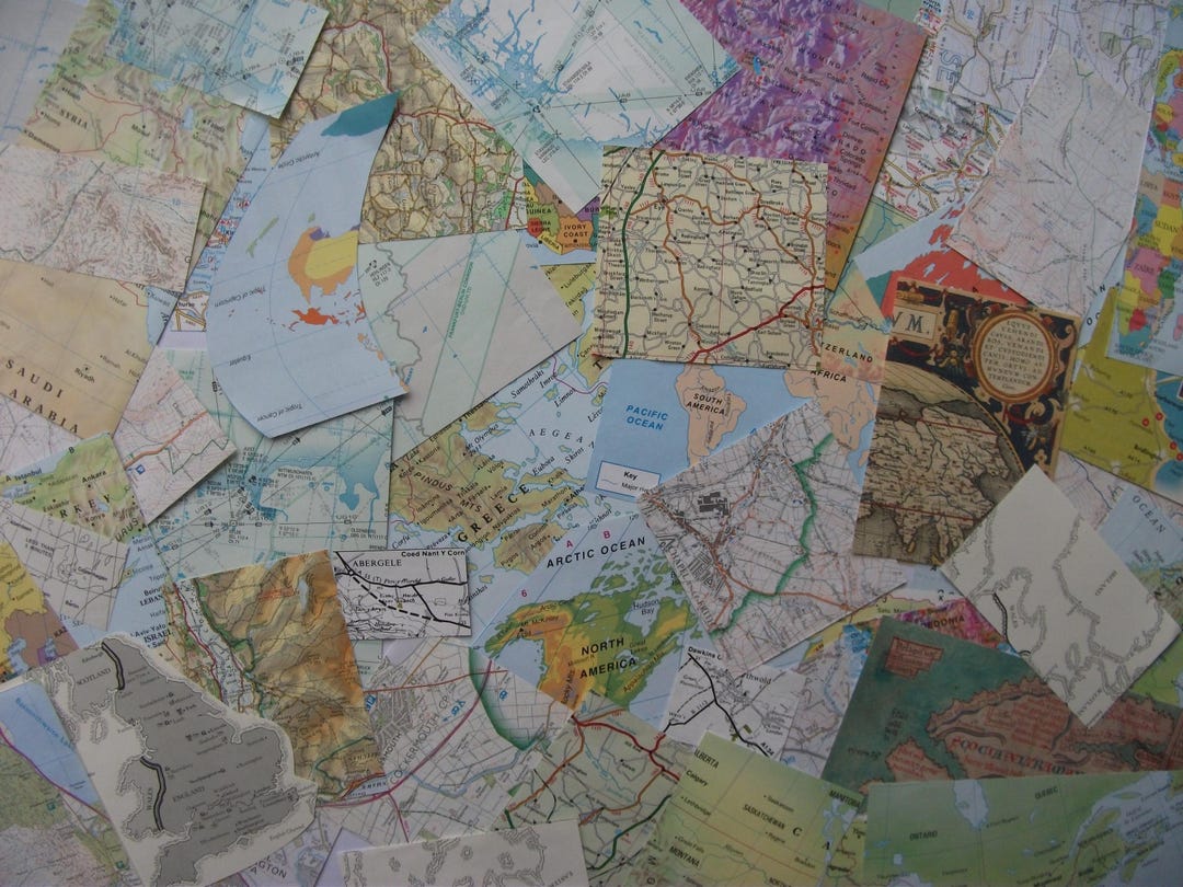 Vintage Atlas Ordnance Survey Maps Paper Offcuts Ephemera Grab Bag for ...