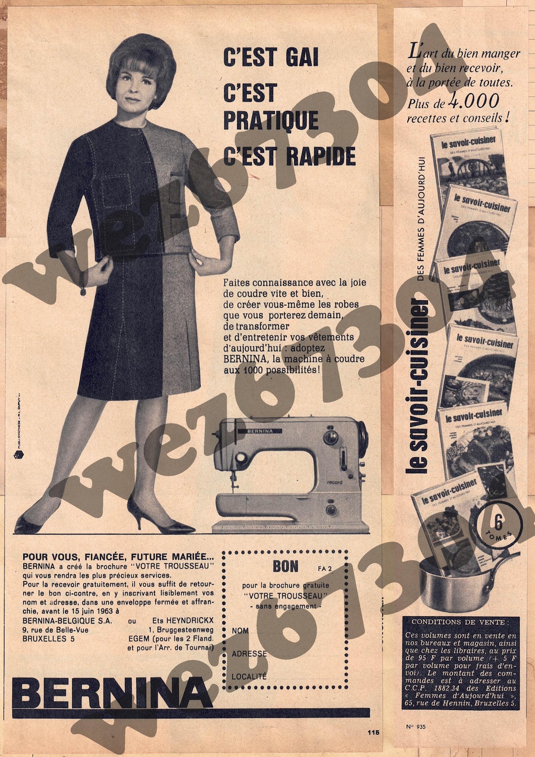Vintage French Adverts Advertisements From 1963 - Ephemera - Printable ...