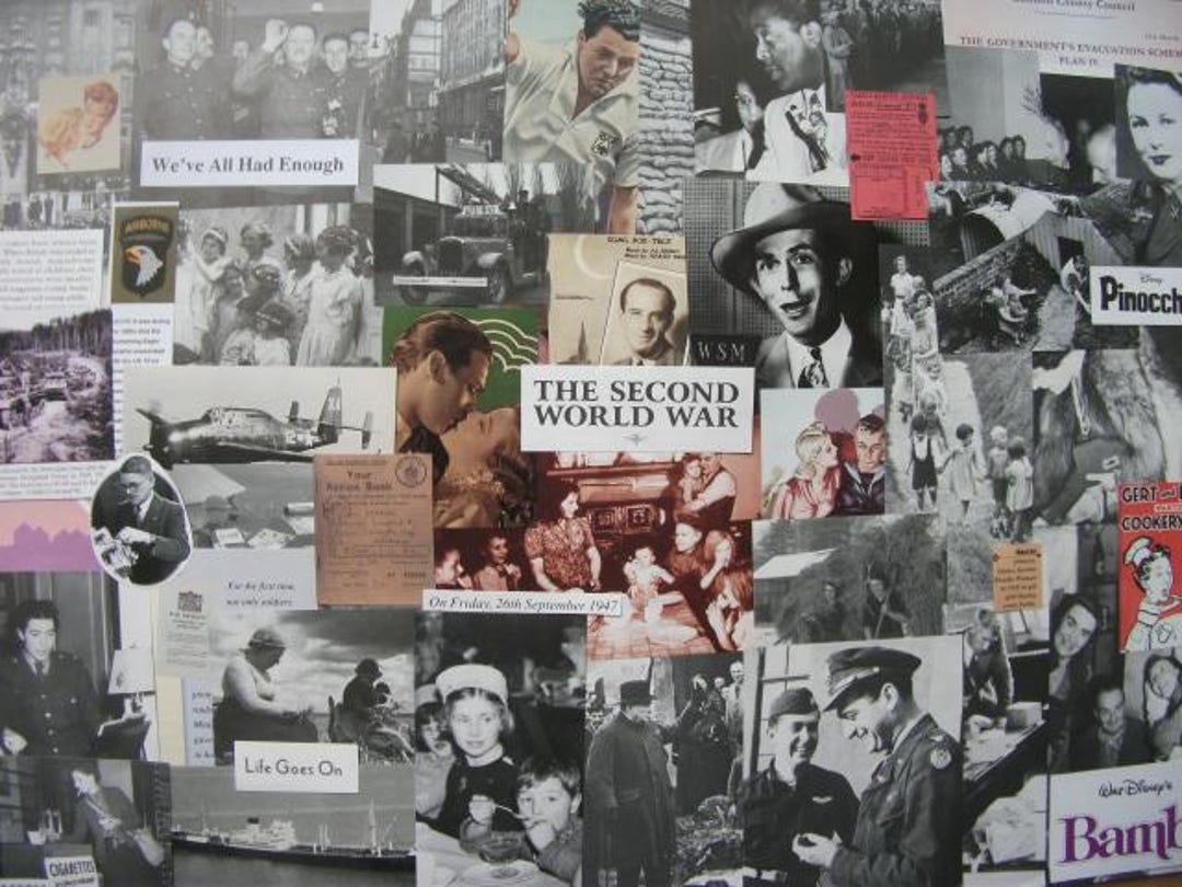Vintage 1940s World War II VE Day Themed Book Page Offcuts Ephemera for ...