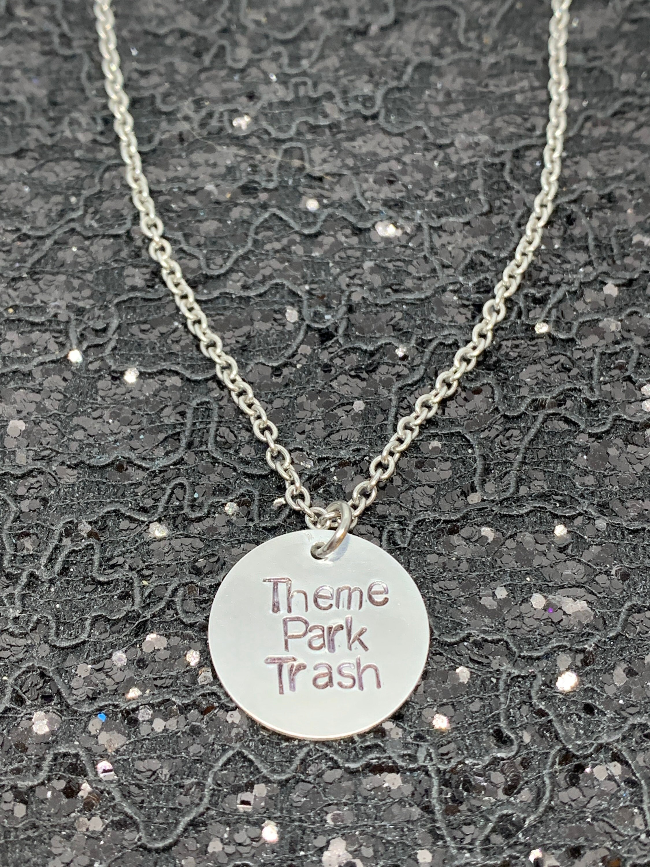 Theme Park Trash Hand Stamped Metal Necklace - Etsy Singapore