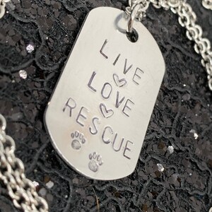Animal Rescue Necklace Live, Love, Rescue Hand Stamped Metal Jewelry - Etsy