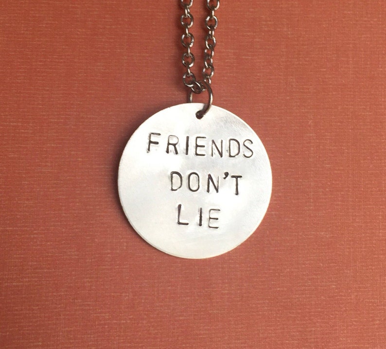Stranger Things Necklace Friends Don't Lie Hand Stamped | Etsy