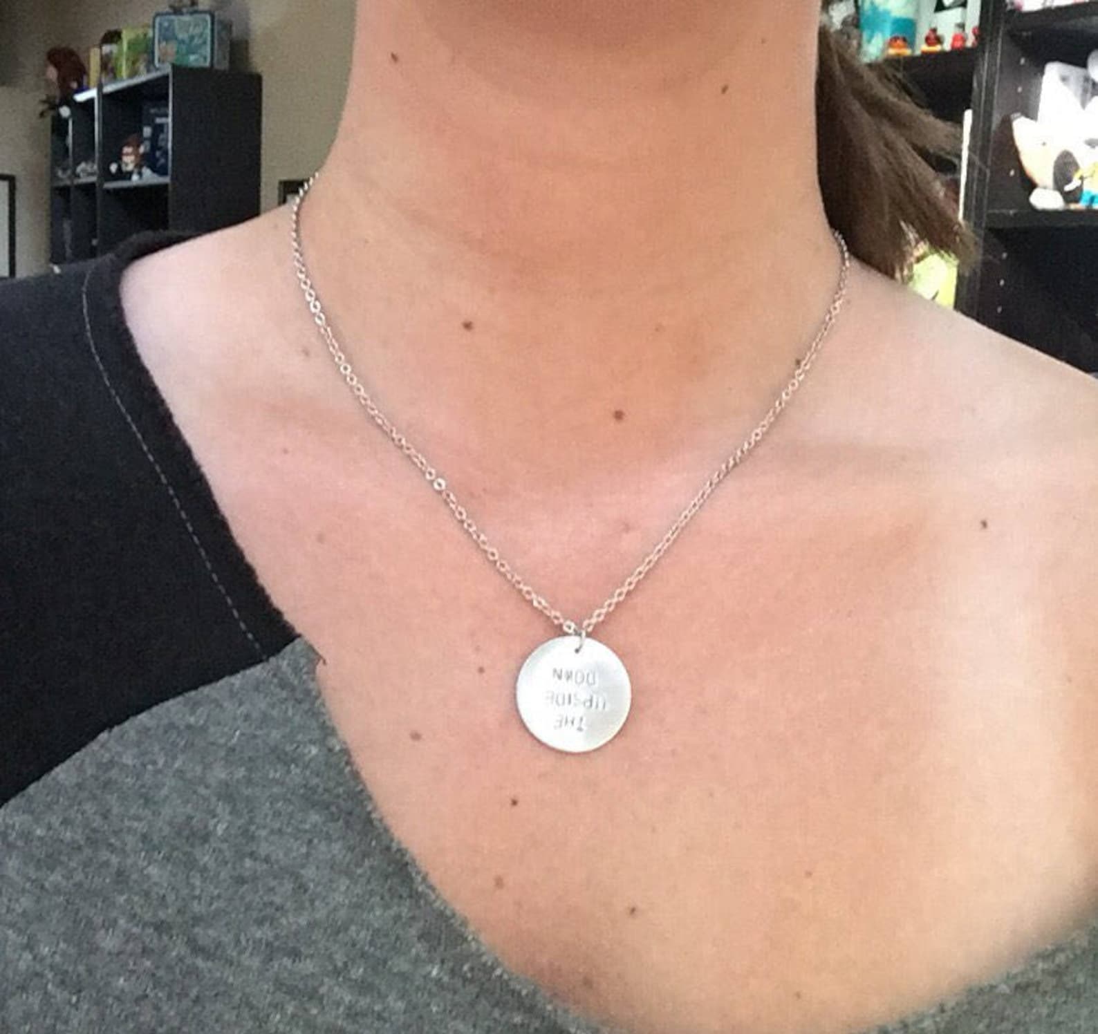 Stranger Things Necklace Upside Down Hand Stamped Metal - Etsy