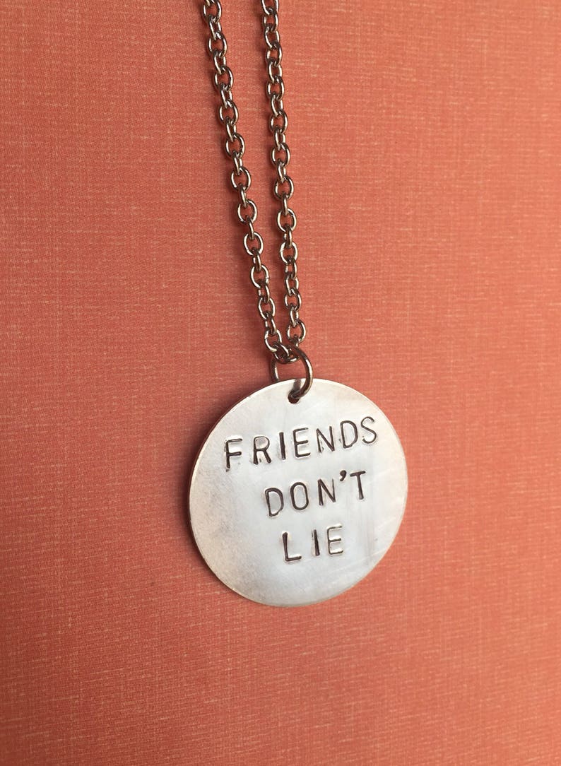 Stranger Things Necklace Friends Don't Lie Hand Stamped | Etsy