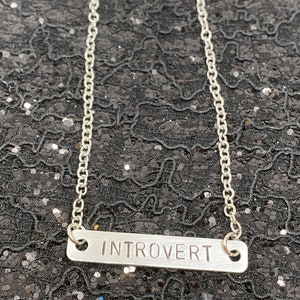 Introvert Necklace Hand Stamped Metal Jewelry - Etsy