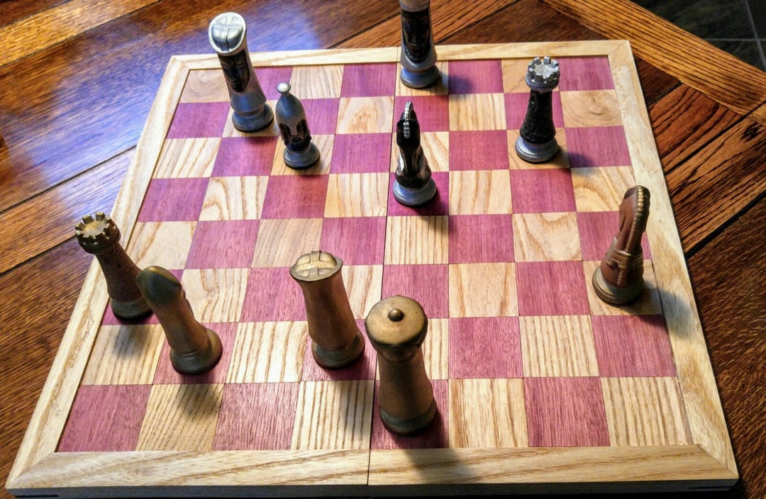 Chessboard - 2-piece, Purpleheart and Ash, Magnetic - Etsy