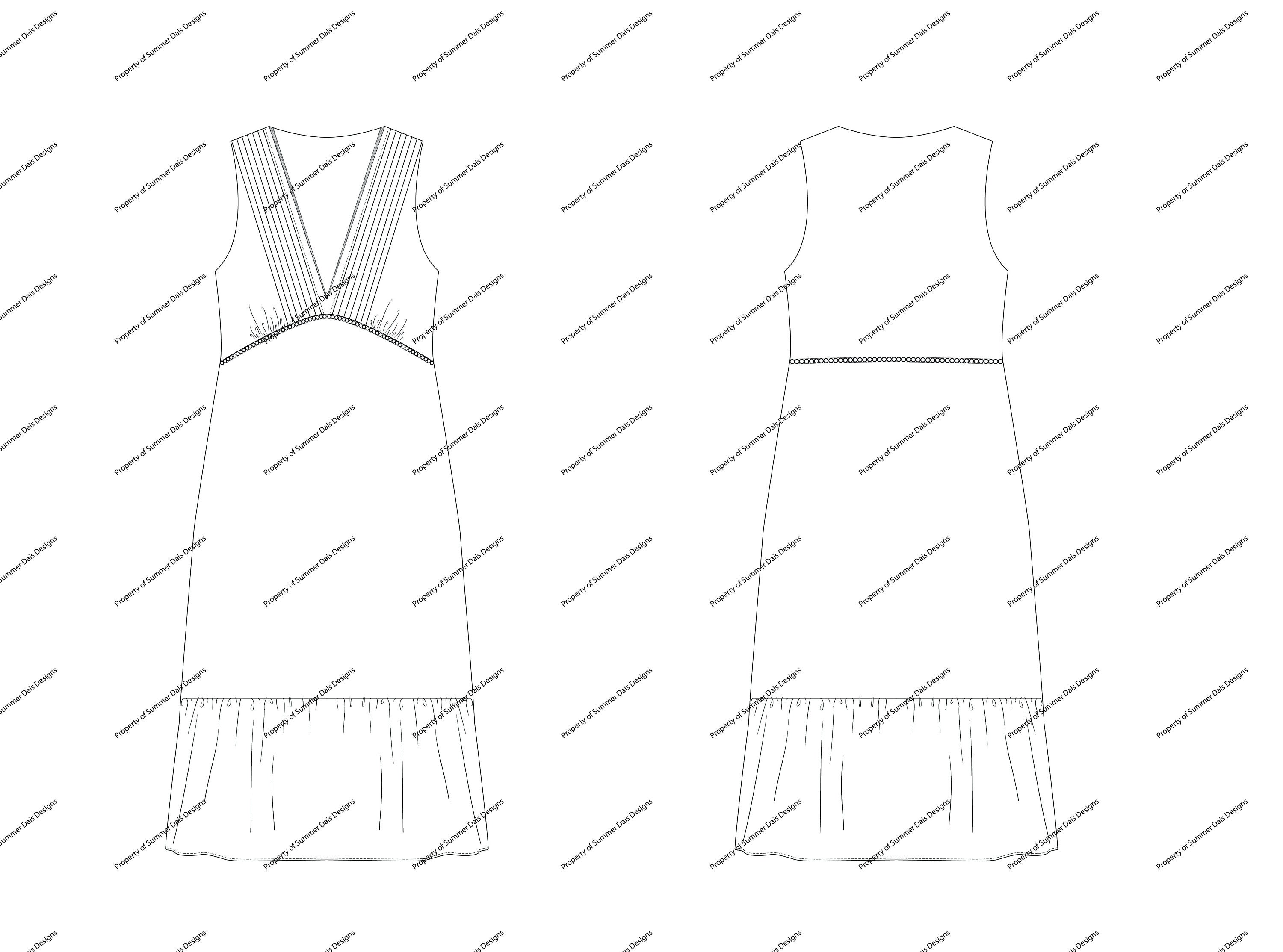 Vector Fashion Flat Sketch/ Trade Drawing/ Technical Drawing Summer ...