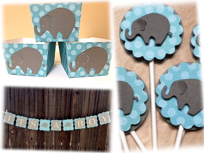 Elephant Blue and Gray Candy Cups, Elephant Decorations, Elephant Baby ...