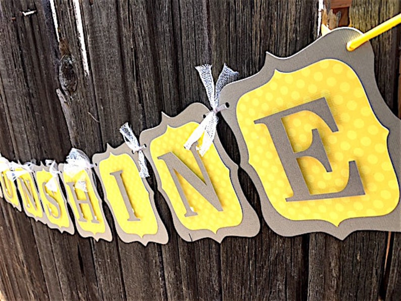 Hello Sunshine Yellow and Gray Large Banner, Hello Sunshine Baby Shower ...