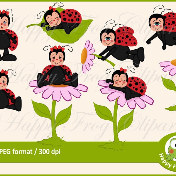 Ladybugs Clipart - Etsy