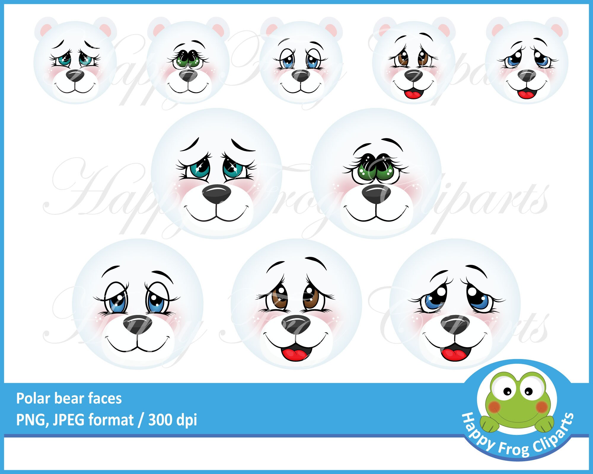 Polar Bear Faces - HFC 097 - Cute Faces, Polar Bear Wreath Face ...