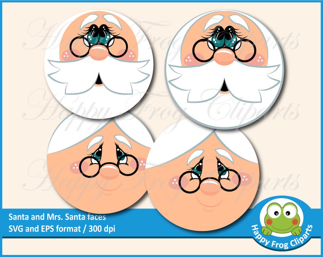 6 Santa and Mrs Santa Faces- HFC 067 - Santa Faces, Mrs Santa Face ...
