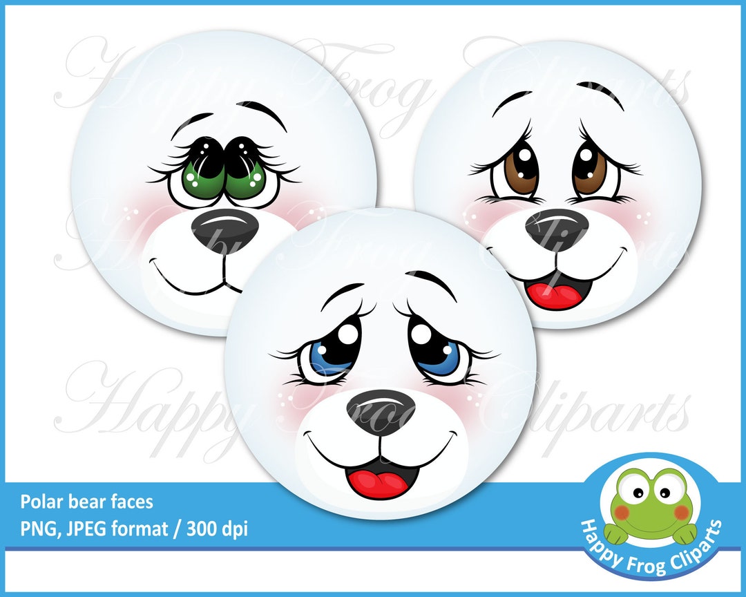 Polar Bear Faces - HFC 097 - Cute Faces, Polar Bear Wreath Face ...