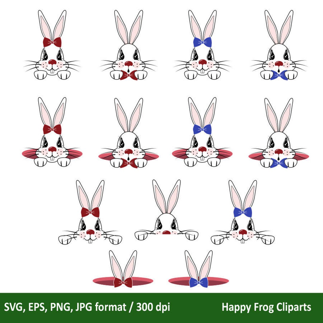 Bunny Face Set - HFC 021 - Instant Download, Clipart, Vector, Graphic ...