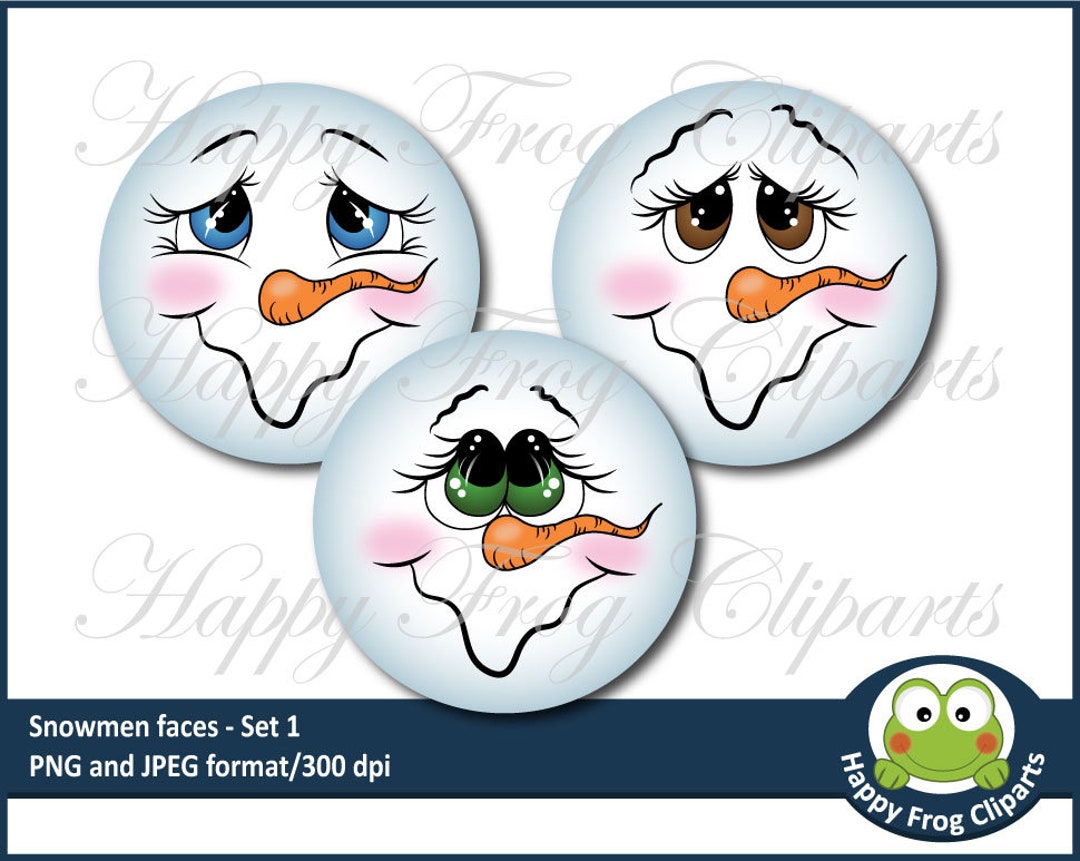 24 Snowmen Faces - Set 1 - HFC 007 - Snowmen Faces, Circles, Instant ...