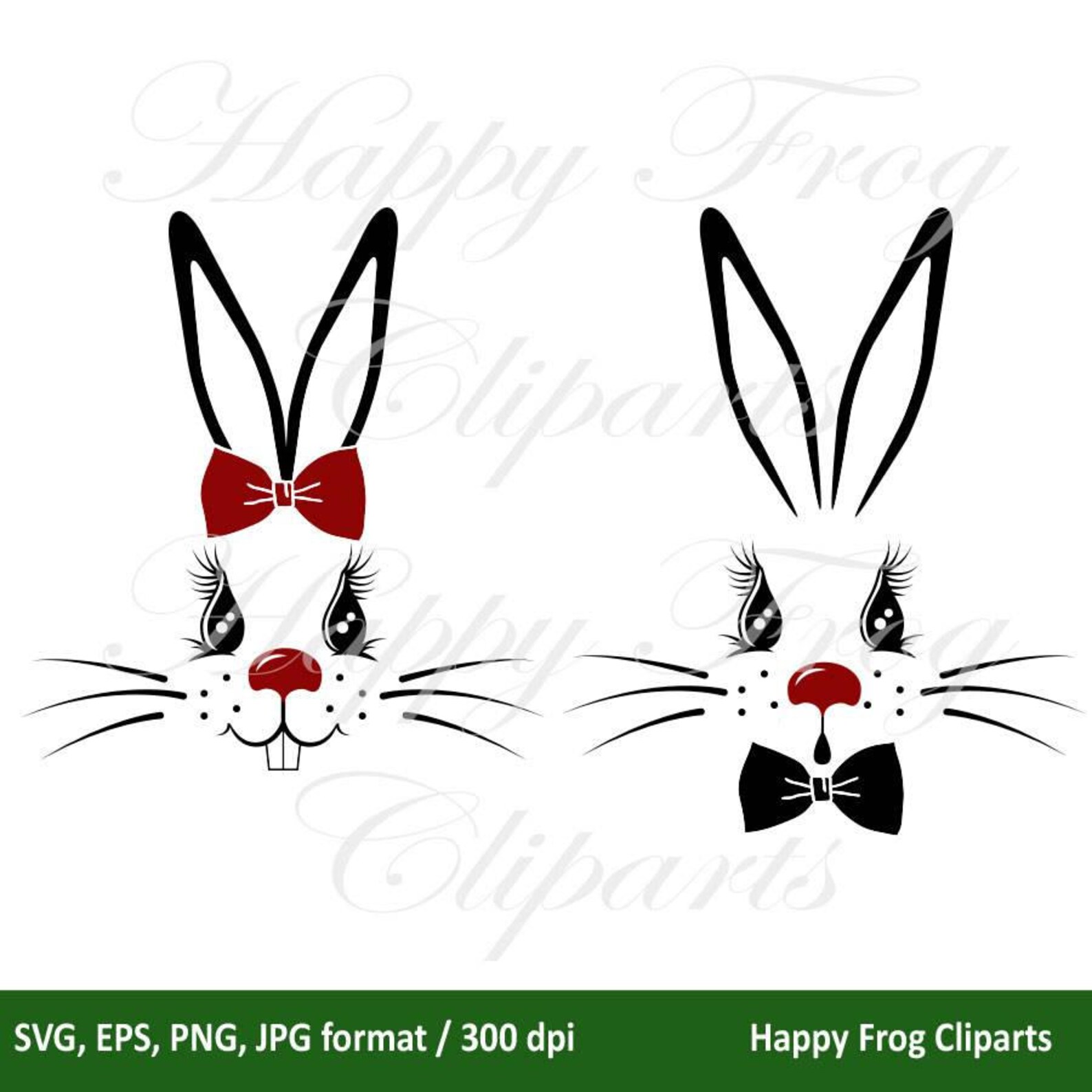 Bunny Face - HFC 021 - Instant Download, Clipart, Vector, Graphic, Eps ...