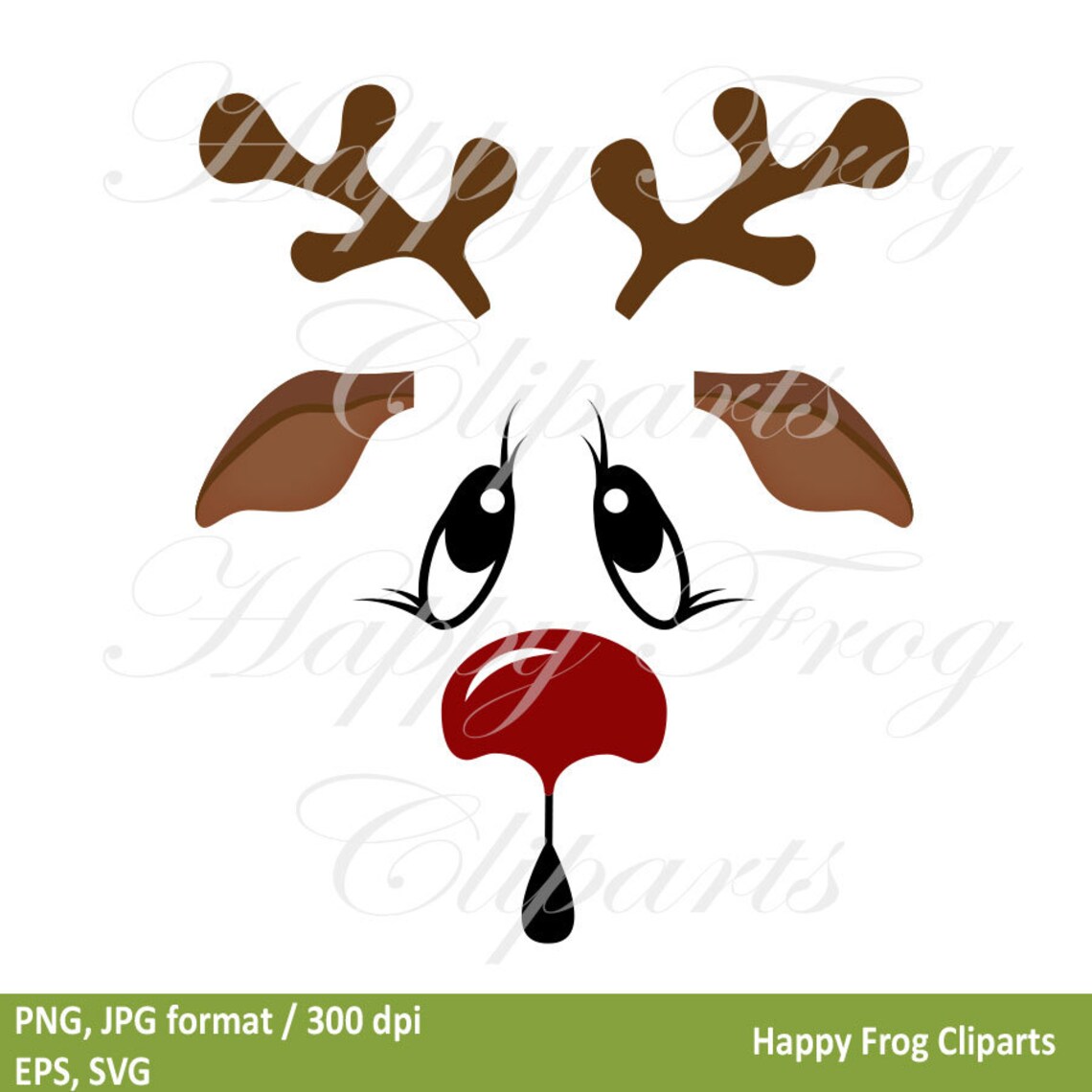 Reindeer Face HFC 015 Instant Download Clipart Vector | Etsy