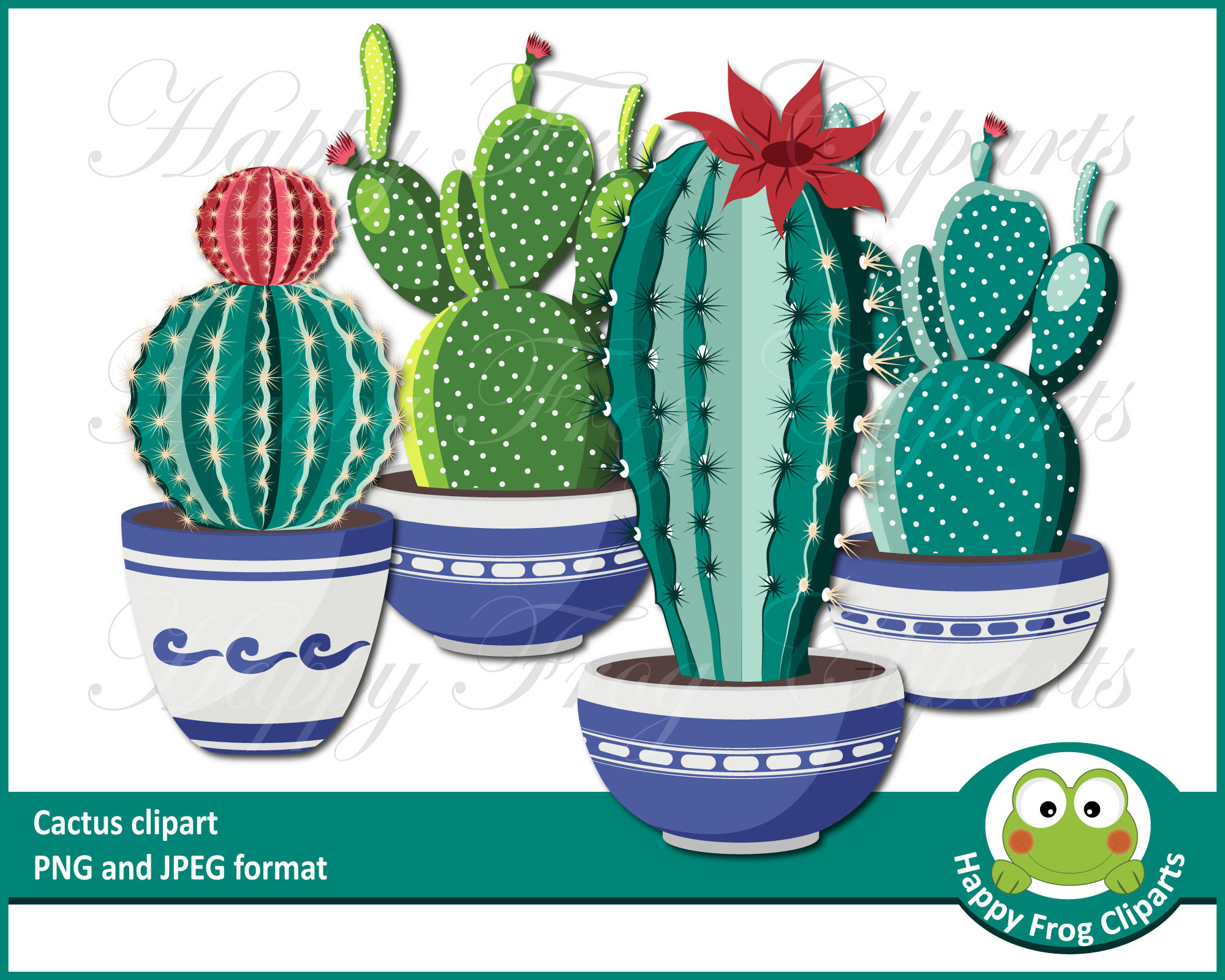 Cactus clipart HFC 006 Cactus clipart cactuses plants | Etsy