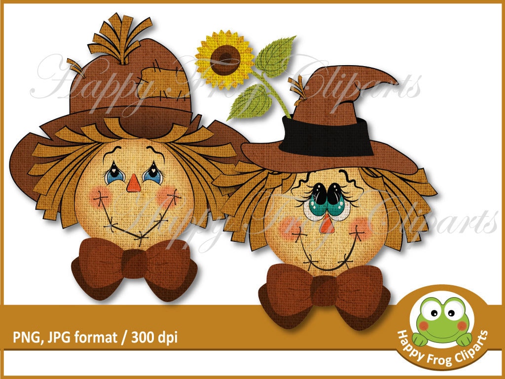 6 Scarecrows - HFC 045 - Scarecrow Faces, Scarecrow Clipart, Instant ...
