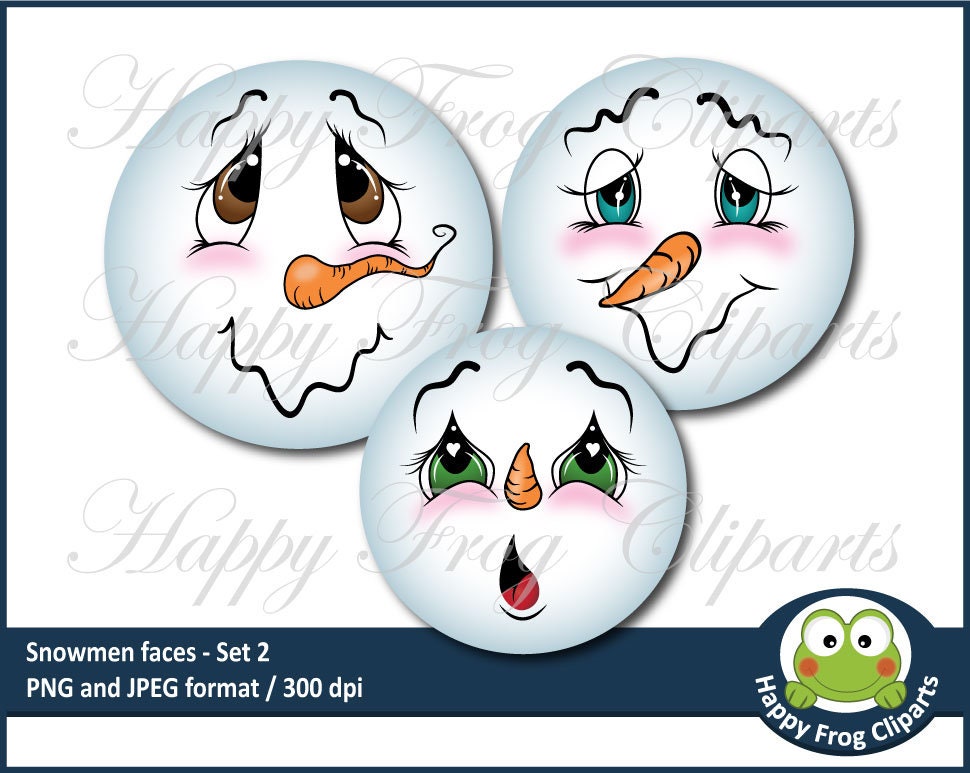 24 Snowmen Faces - Set 2 - HFC 007 - Snowmen Faces, Circles, Instant ...