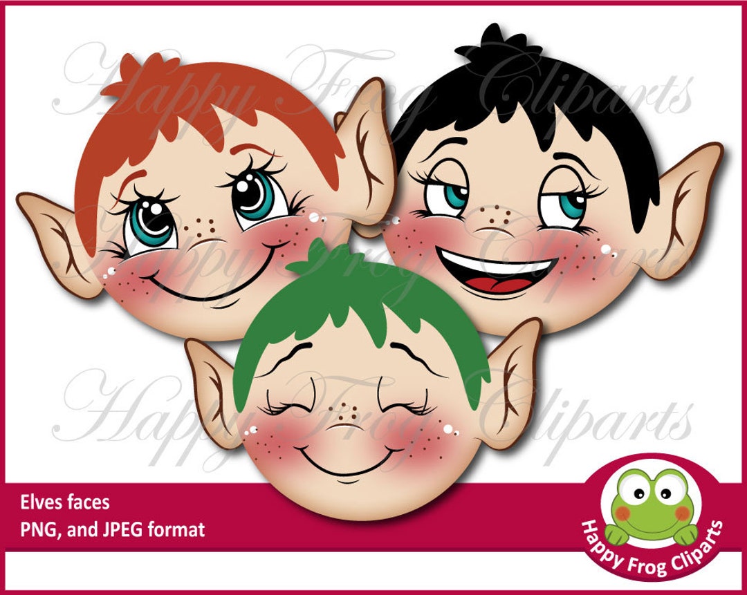 Elves Faces- HFC 011 - Elf Face, Cute Elves, Elves Wreath Face, Instant ...