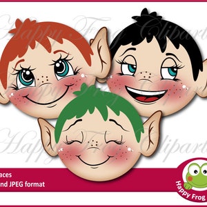Elves Faces- HFC 011 - Elf Face, Cute Elves, Elves Wreath Face, Instant ...