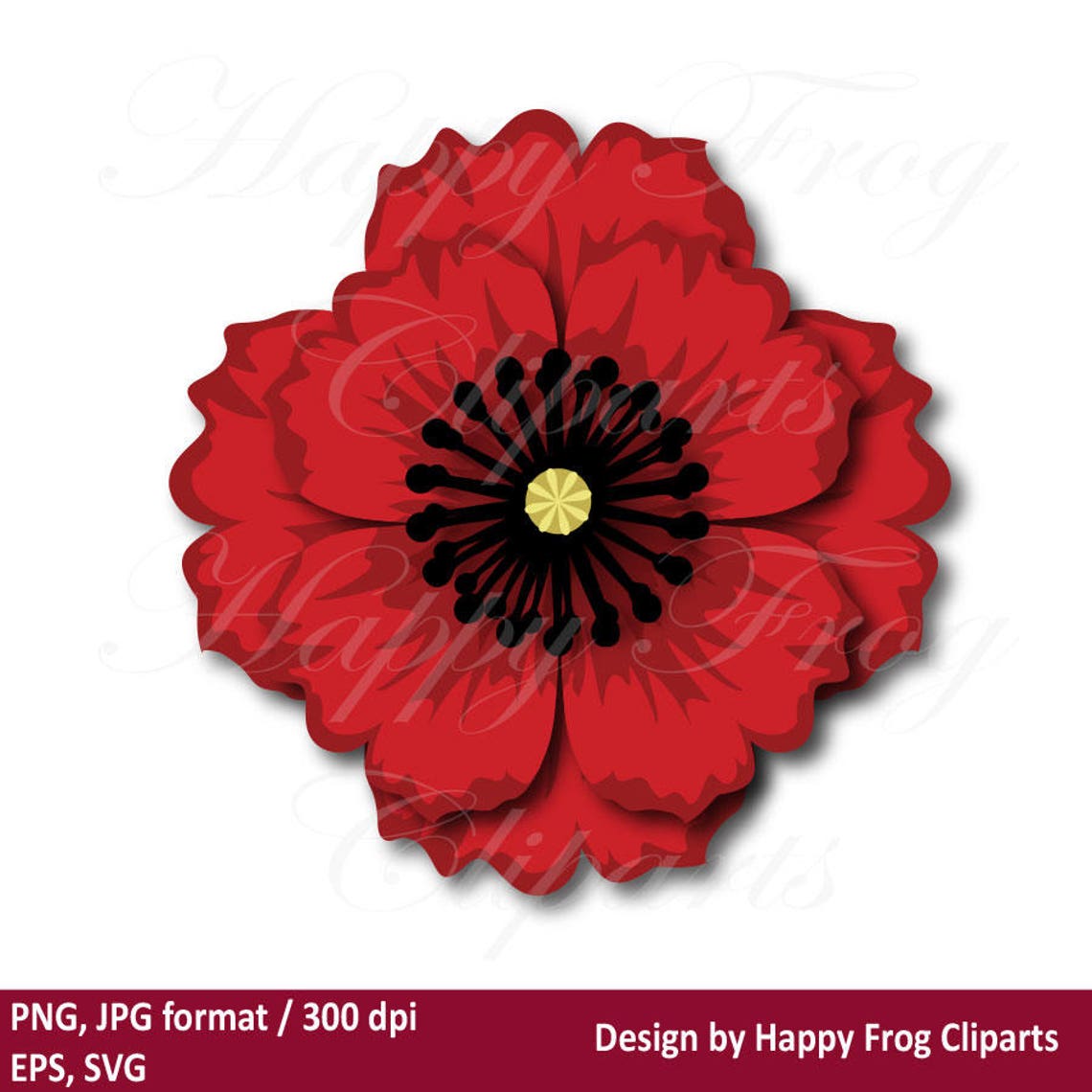 Poppy Flower HFC 029 Poppy Flower Template Instant | Etsy