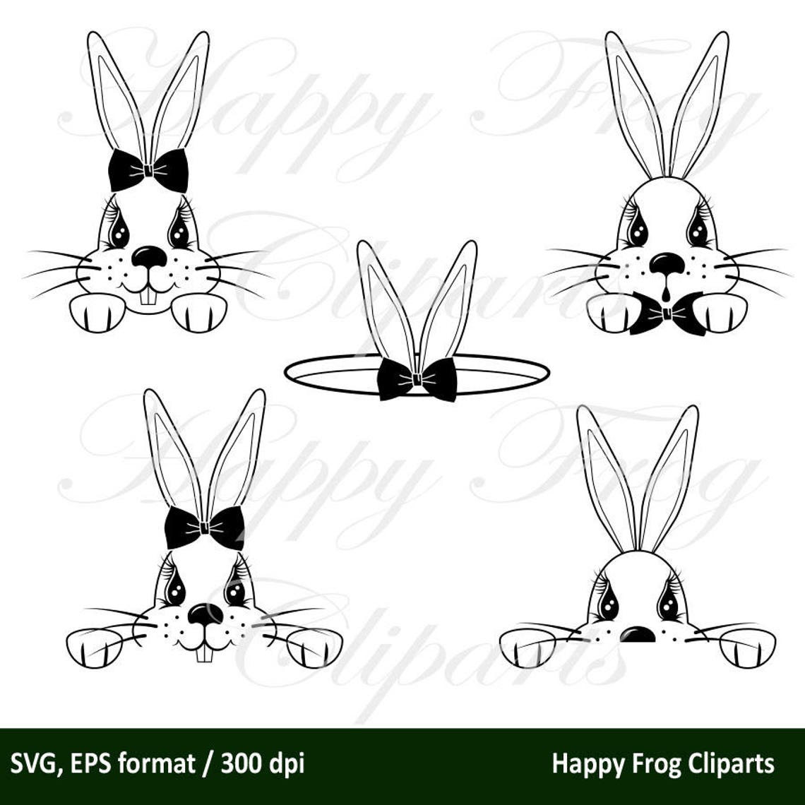 Bunny Face Silhouette HFC 022 Instant Download Vector | Etsy