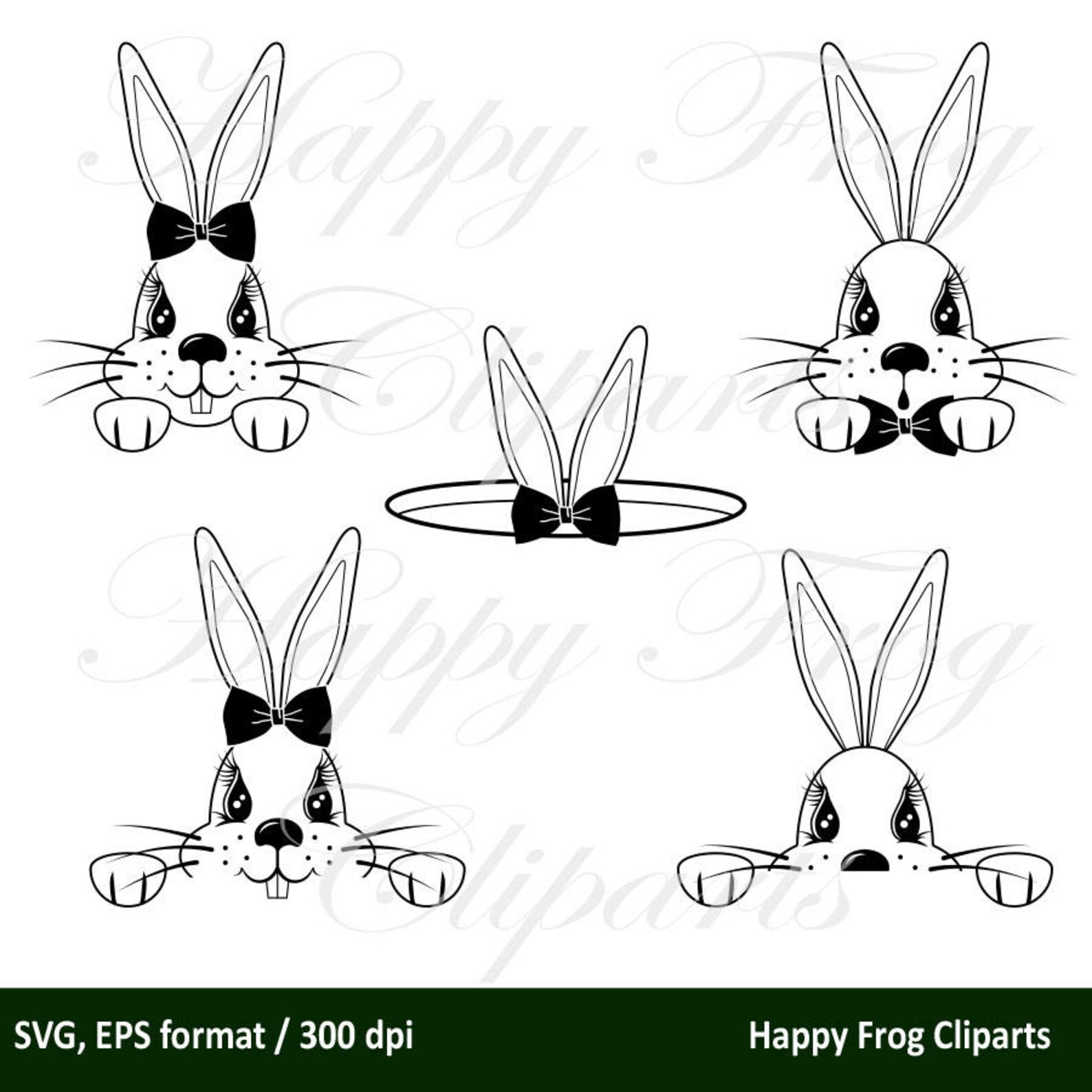 Bunny Face Silhouette HFC 022 Instant Download Vector | Etsy