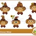 6 Scarecrows - HFC 045 - Scarecrow Faces, Scarecrow Clipart, Instant ...