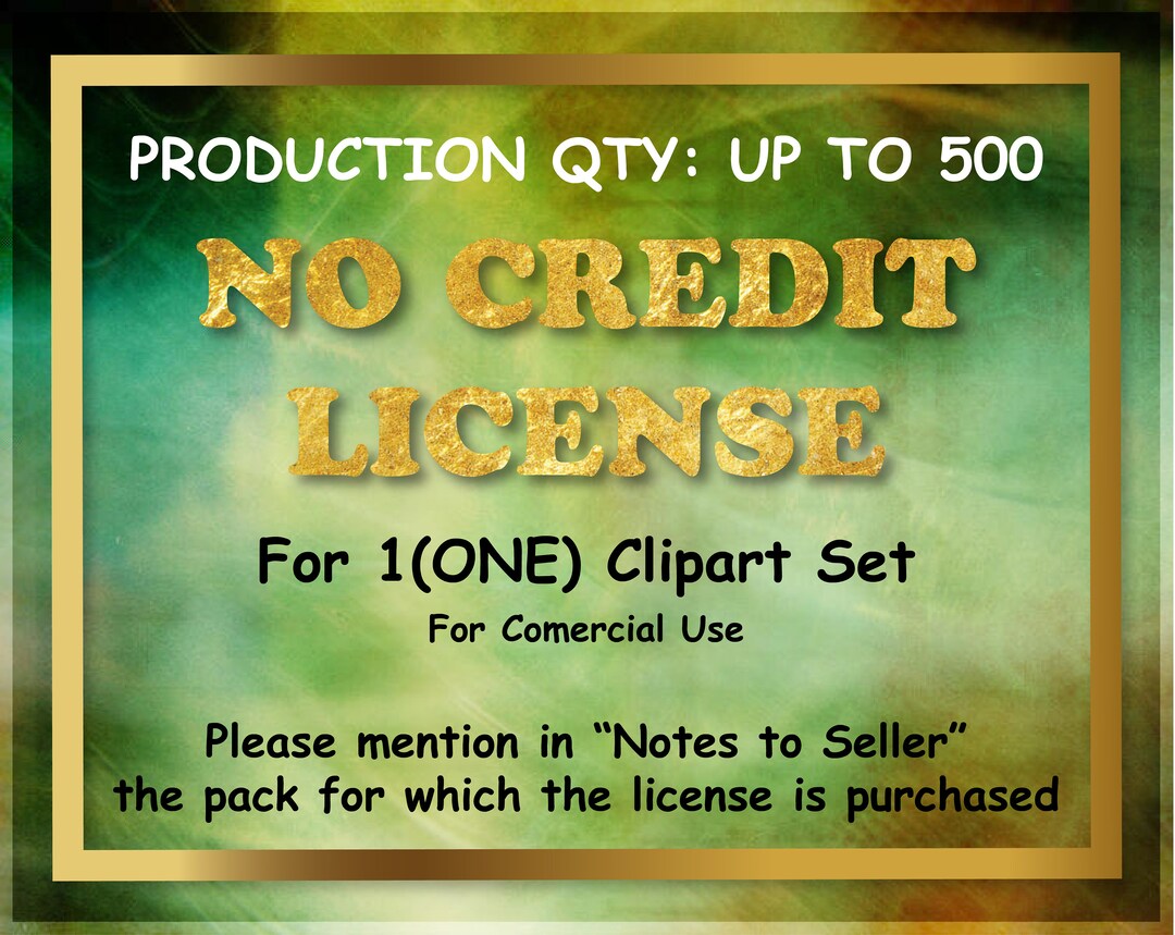 Extended License for Commercial Use for 1 (ONE) Clipart Set ...