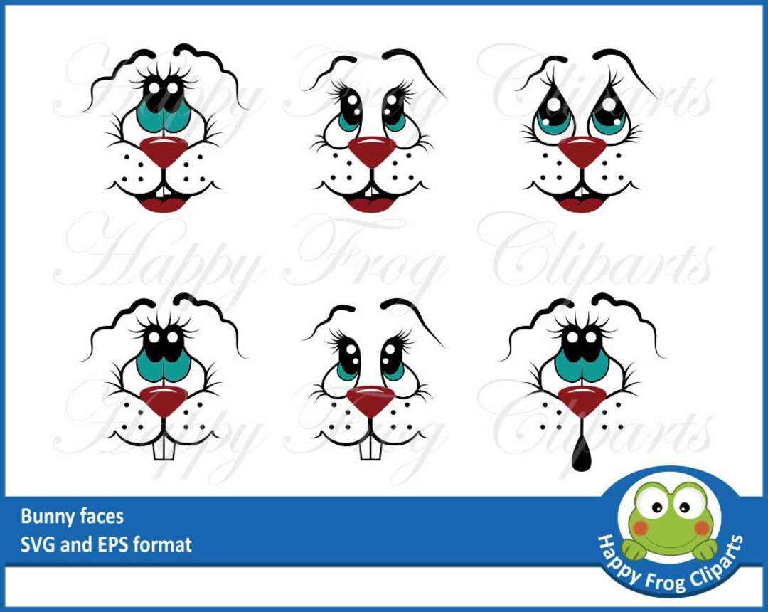 Bunny Face Set - HFC 071 - Instant Download, Clipart, Vector, Graphic ...