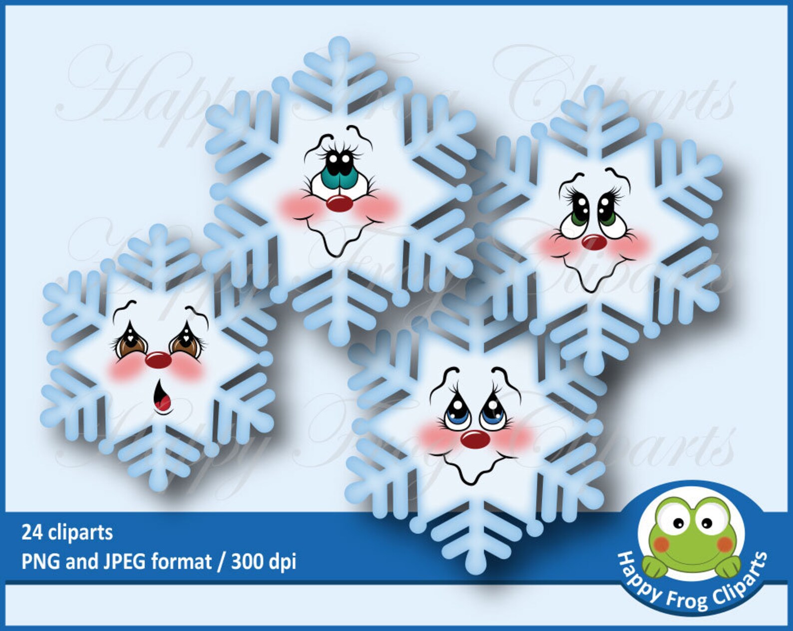 24 Snowflake Faces - HFC 064 - Snowflake Faces, Instant Download ...