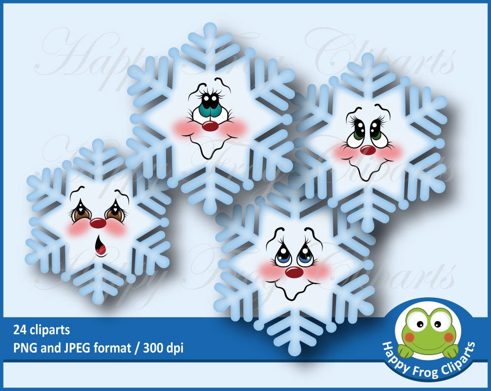 24 Snowflake Faces - HFC 064 - Snowflake Faces, Instant Download ...