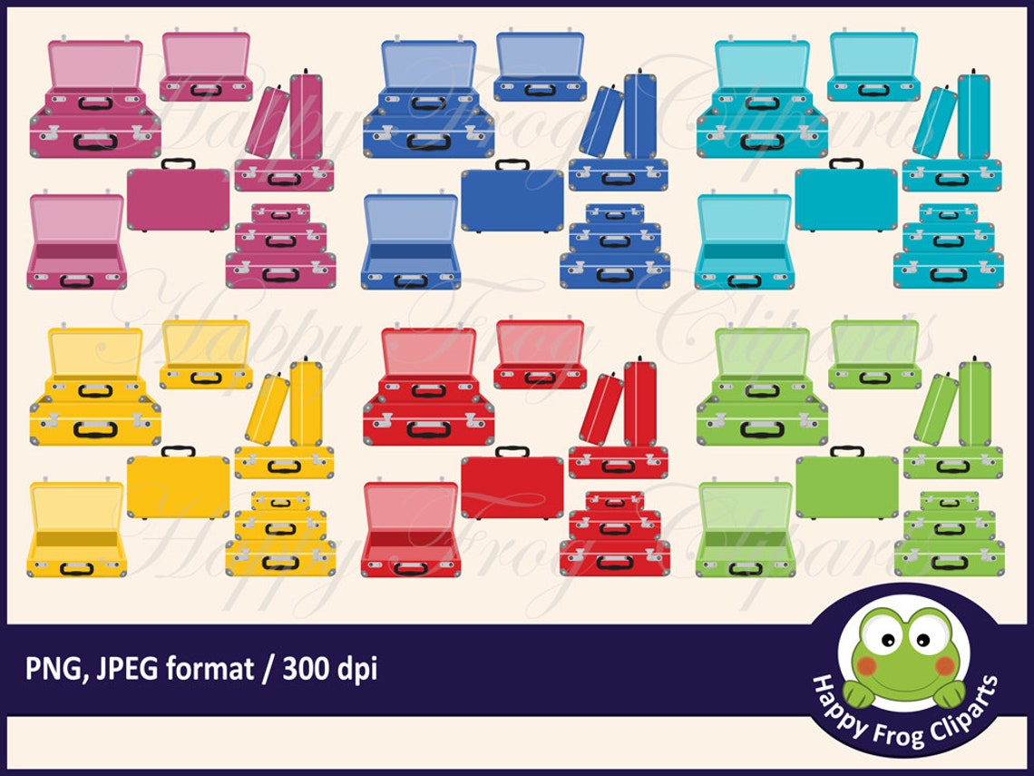 Suitcases - HFC 057 - Suitcase Clipart, Travel, Handbag Clipart ...