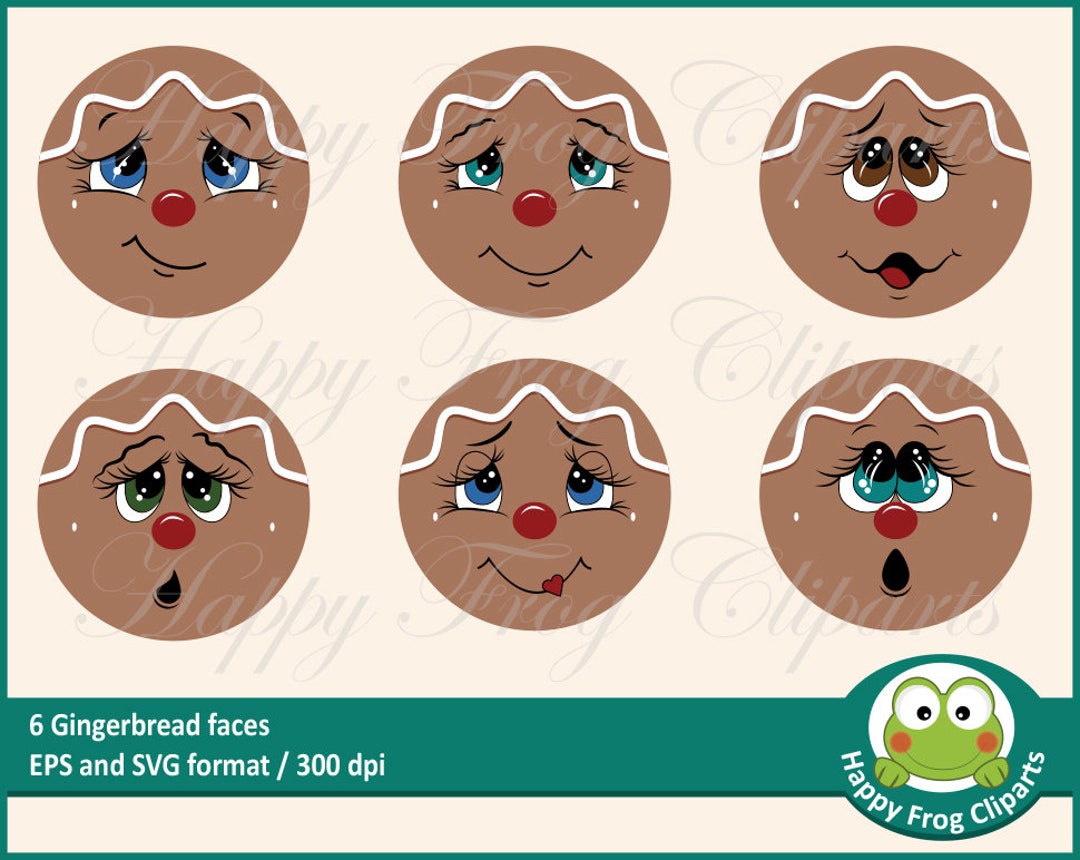 6 Gingerbread Faces - HFC 017 - Gingerbread Faces, Circles, Instant ...