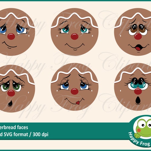 24 Gingerbread Faces HFC 017 Gingerbread Faces Circles - Etsy