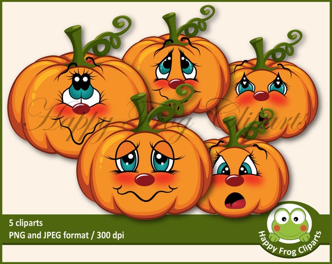 5 Cute Pumpkins HFC 065 Pumpkins Faces, Cute Pumpkins, Halloween ...