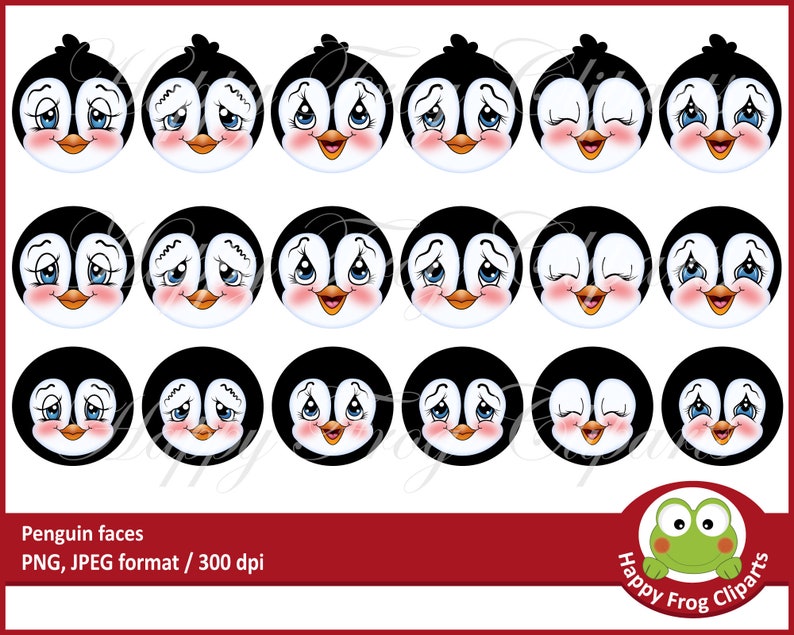 Penguin Faces - HFC 014 - Penguin Faces, Circles, Instant Download ...