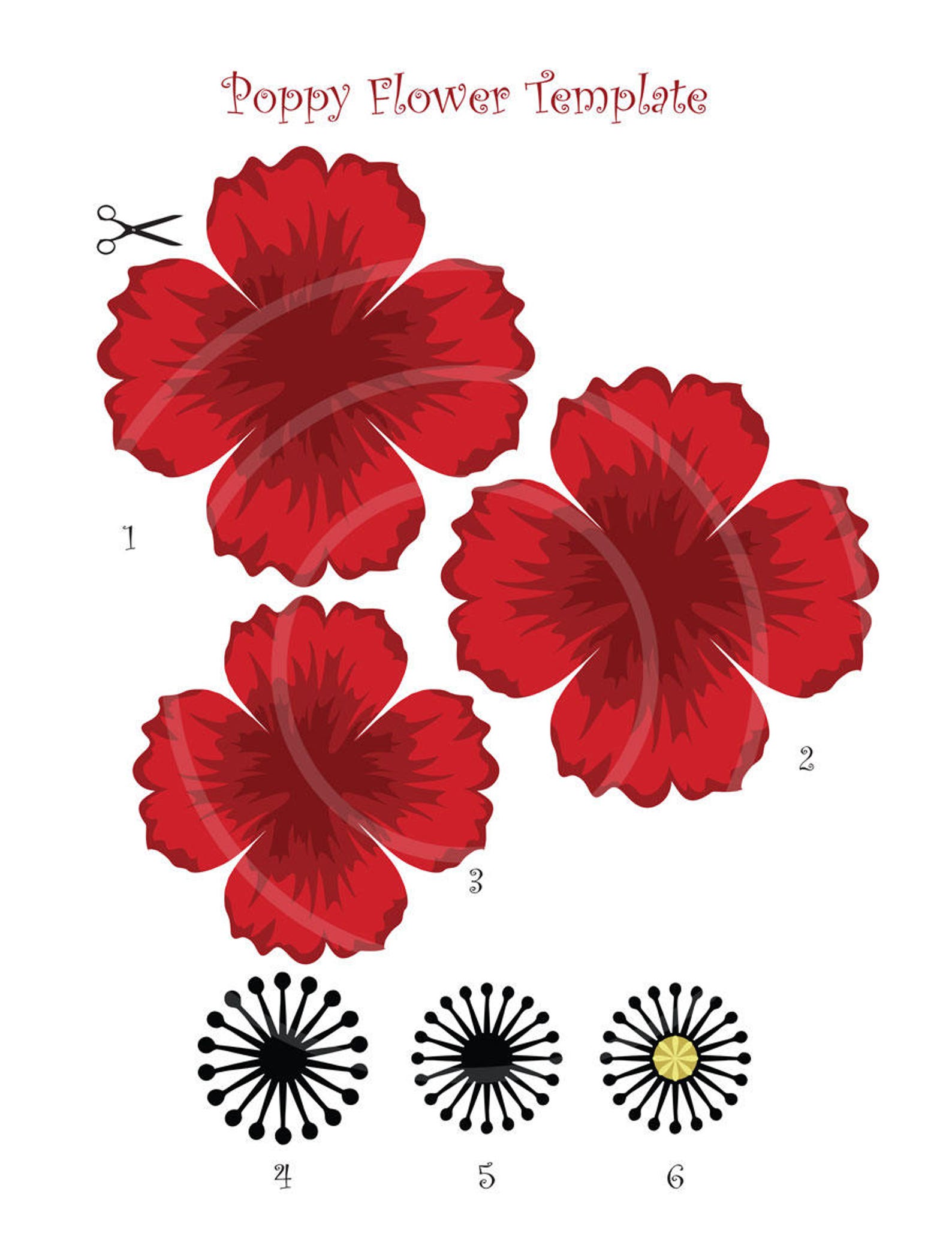 Poppy Flower HFC 029 Poppy Flower Template Instant | Etsy
