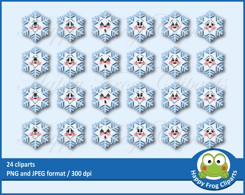 24 Snowflake Faces - HFC 064 - Snowflake Faces, Instant Download ...